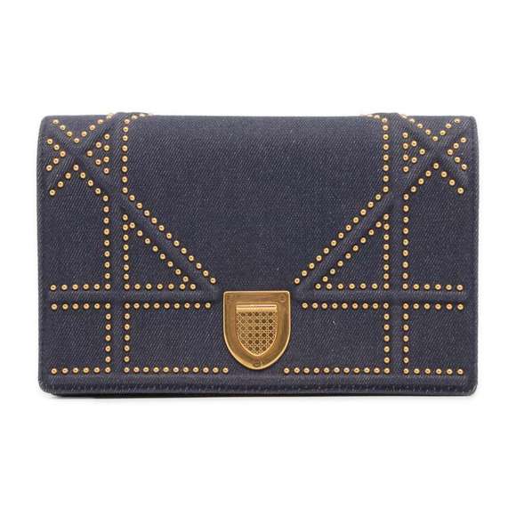 Dior | Bags | Christian Dior Diorama Denim Studs Shoulder Bag Indigo ...